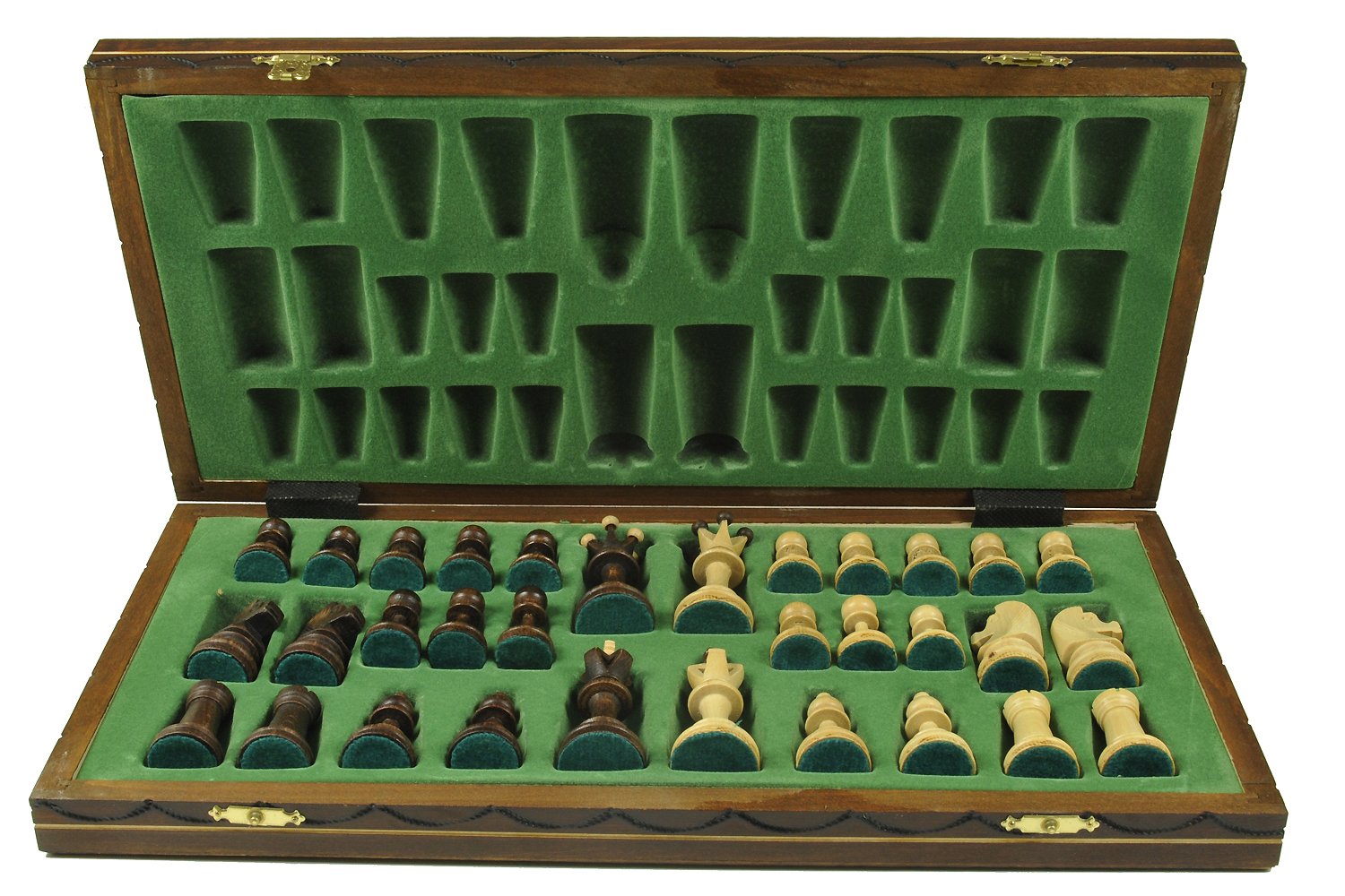 Brown Senator Wooden Chess Set - Weighted Chessmen 16 x 16