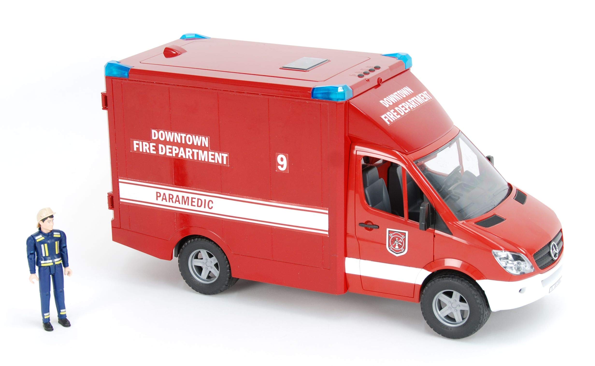 Bruder 02539 MB Sprinter Paramedic with Fireman, Integrated Light & Sound Module