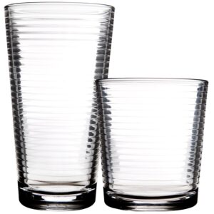 palais glassware striped collection; striped clear glass set