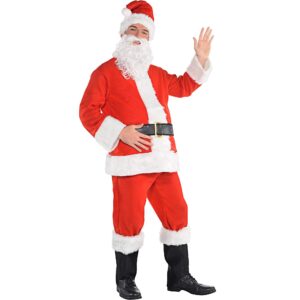 classic red & white polyester plush fabric santa suit set - (adult xxl up to 54" chest) - 1 set - perfect for holiday festivities