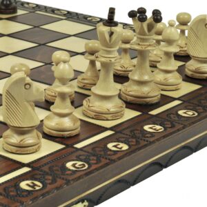 Brown Senator Wooden Chess Set - Weighted Chessmen 16 x 16