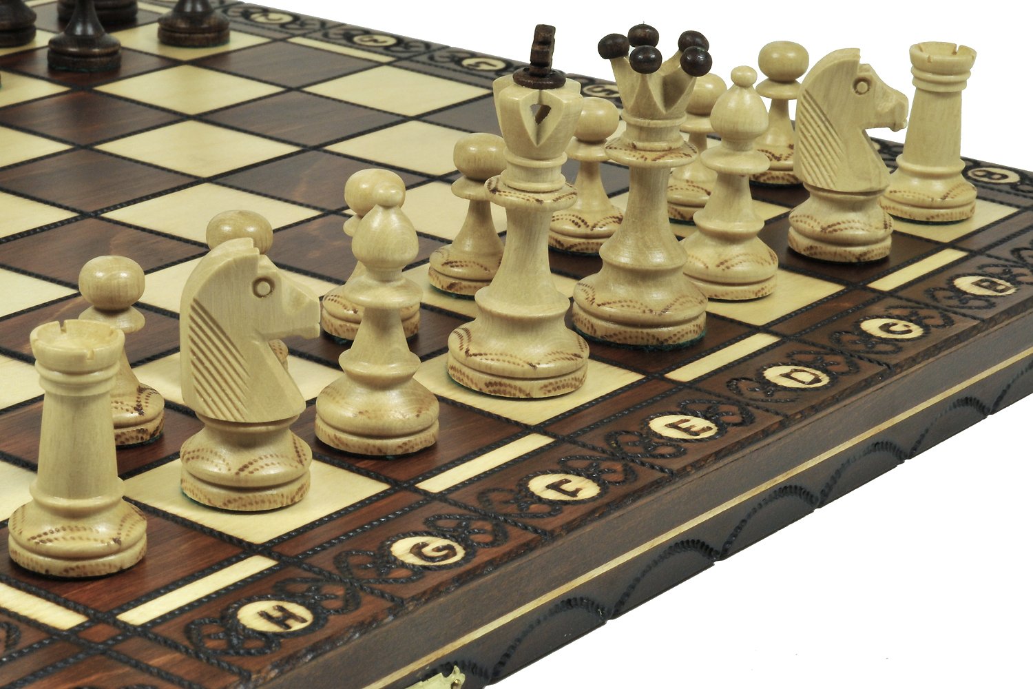 Brown Senator Wooden Chess Set - Weighted Chessmen 16 x 16