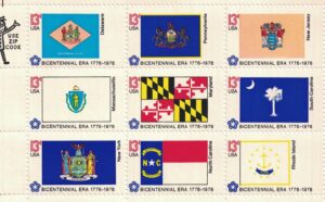 usps 1976 state flags - full sheet of 50 x 13 cent stamps - scott 1633-82