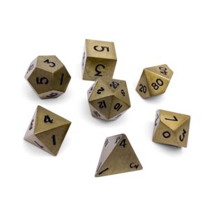 norse foundry set of 7 bronze dragon scale full metal polyhedral dice rpg math games dnd pathfinder