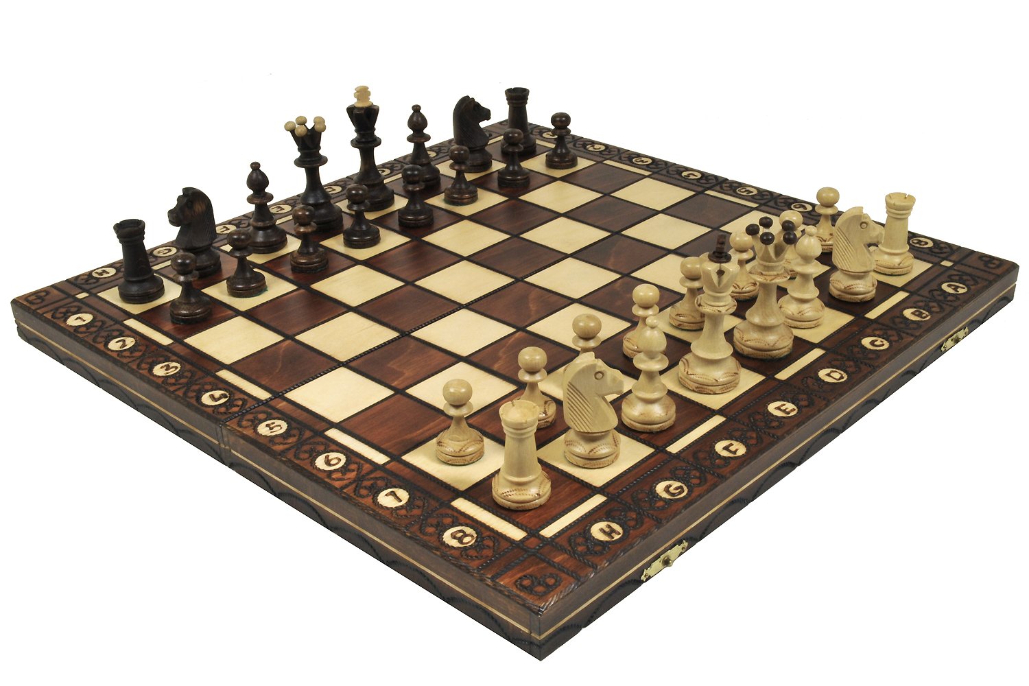 Brown Senator Wooden Chess Set - Weighted Chessmen 16 x 16