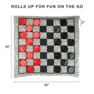 Brybelly Large Checkers Set - Giant Checkers Game for Indoor/Outdoor - Jumbo Classic Board Games for Friends and Family - 3-in-1 Checkers and Mega Tic Tac Toe