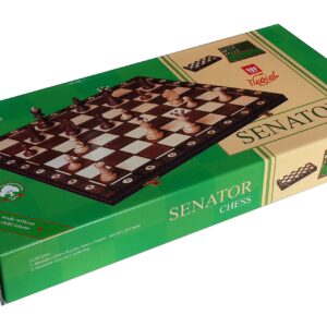 Brown Senator Wooden Chess Set - Weighted Chessmen 16 x 16