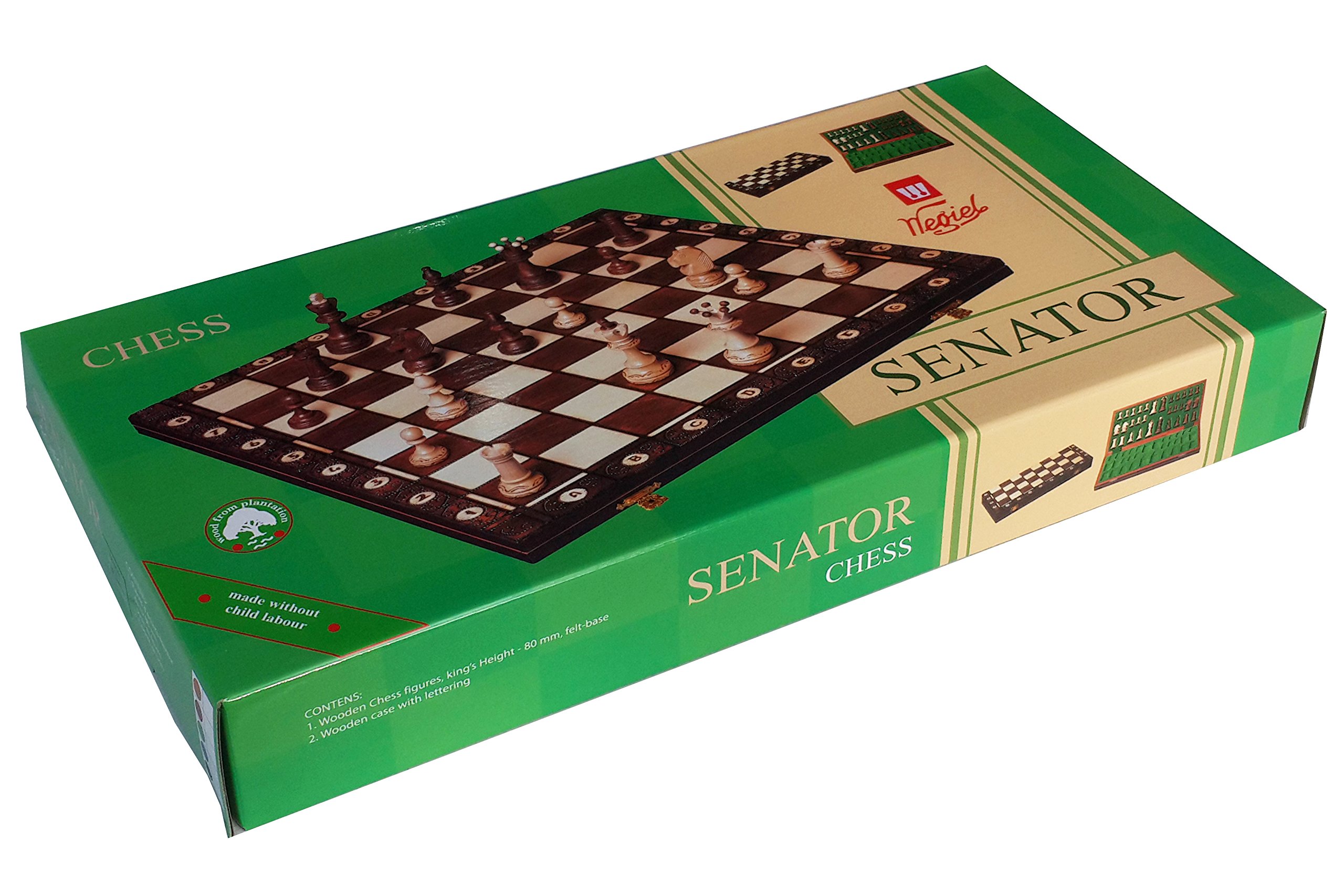 Brown Senator Wooden Chess Set - Weighted Chessmen 16 x 16