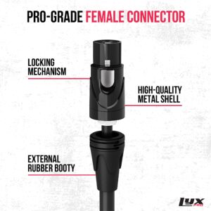 LyxPro Quad Series 50 ft XLR 4-Conductor Star Quad Balanced Microphone Cable for High End Quality and Sound Clarity, Extreme Low Noise, Black