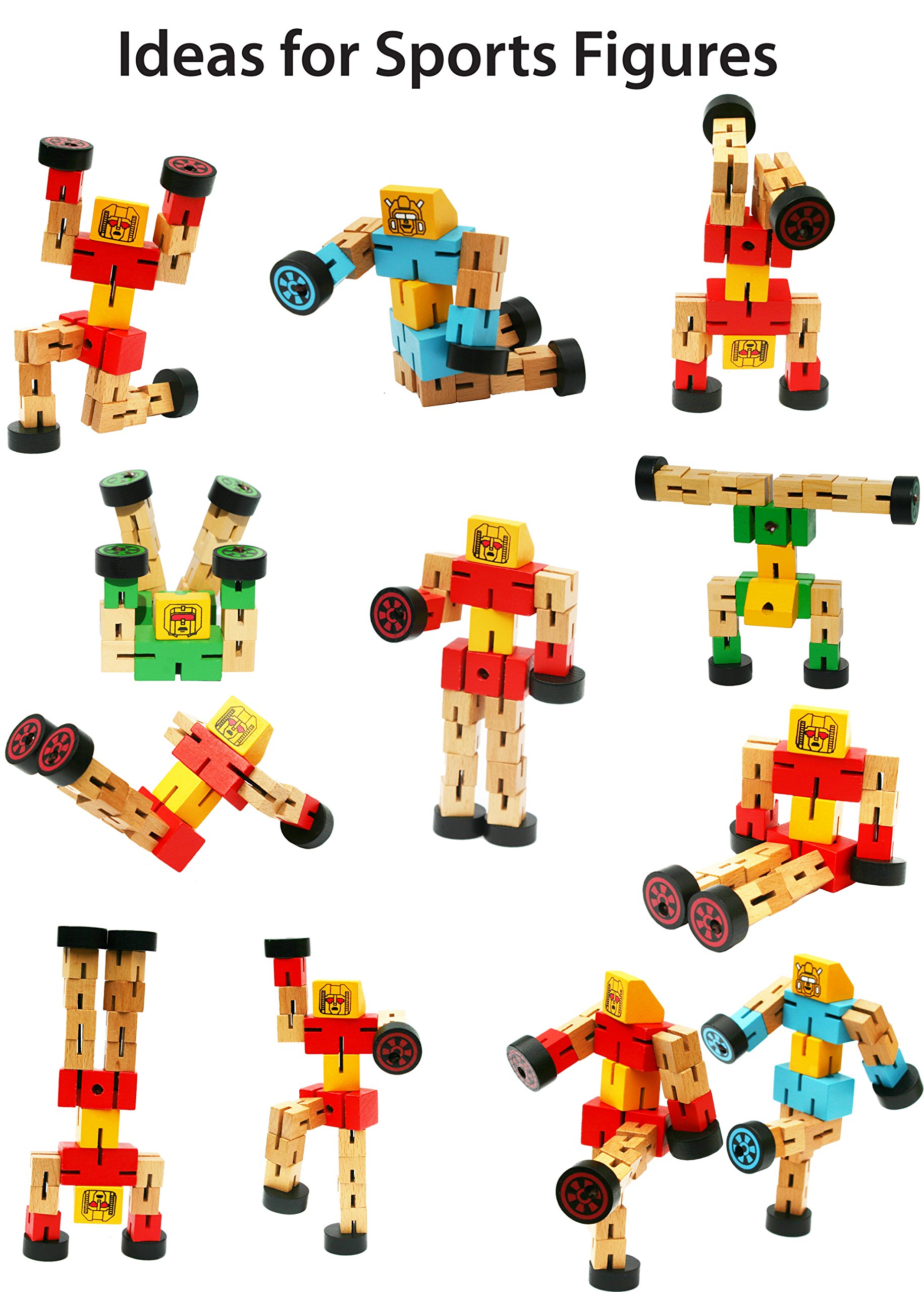 TOWO Wooden Transforming Vehicle Robot - Transfigures Toys for Travel Toys - Construction Toys Building Set - Wooden Transforming Toys 3 Year Old Boys Girls Holiday -Stocking Fillers Stuffers -Red