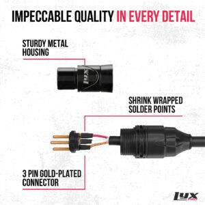 LyxPro Quad Series 50 ft XLR 4-Conductor Star Quad Balanced Microphone Cable for High End Quality and Sound Clarity, Extreme Low Noise, Black