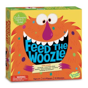 peaceable kingdom feed the woozle cooperative game for 2 to 5 kids ages 3+ - learn social skills while completing physical challenges