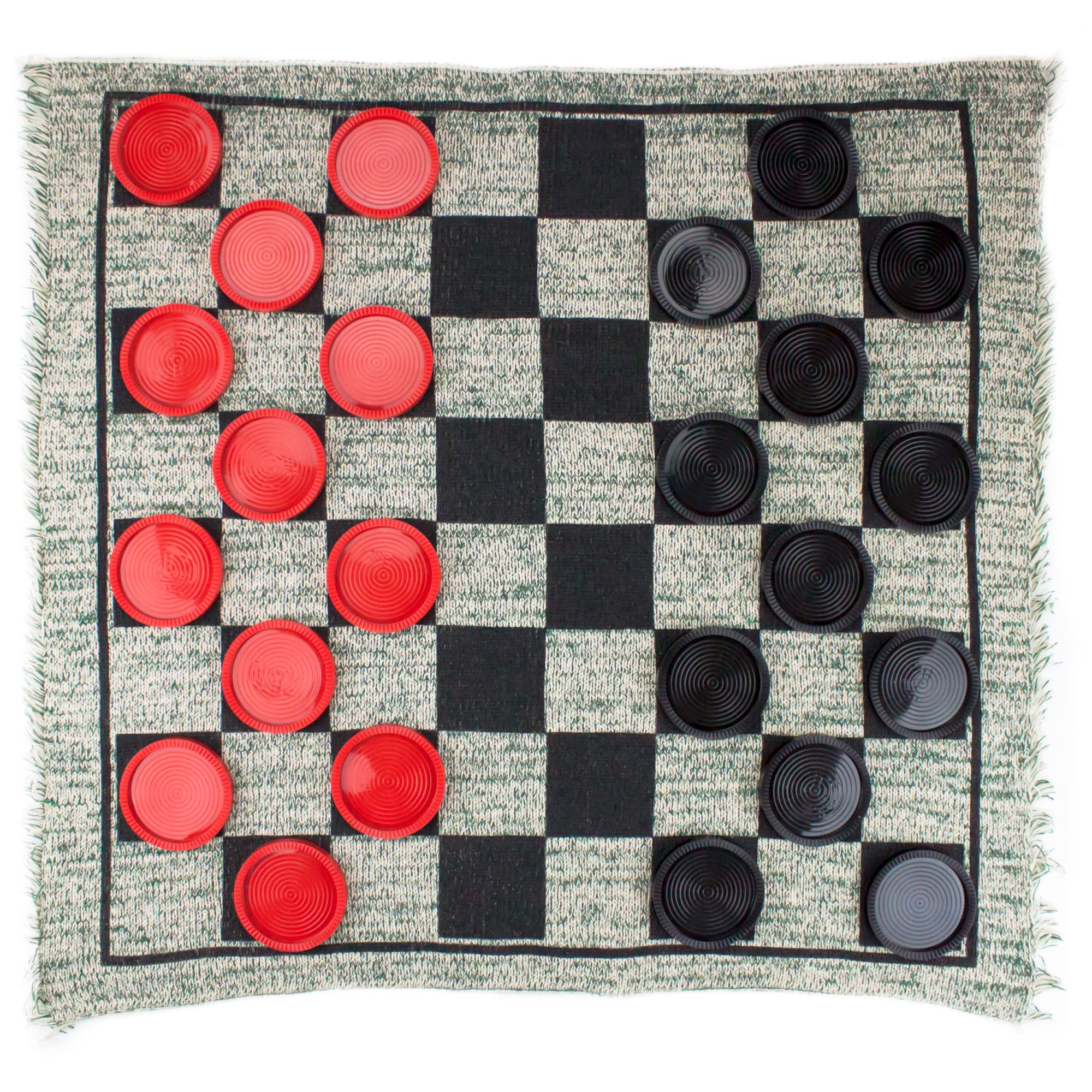 Brybelly Large Checkers Set - Giant Checkers Game for Indoor/Outdoor - Jumbo Classic Board Games for Friends and Family - 3-in-1 Checkers and Mega Tic Tac Toe