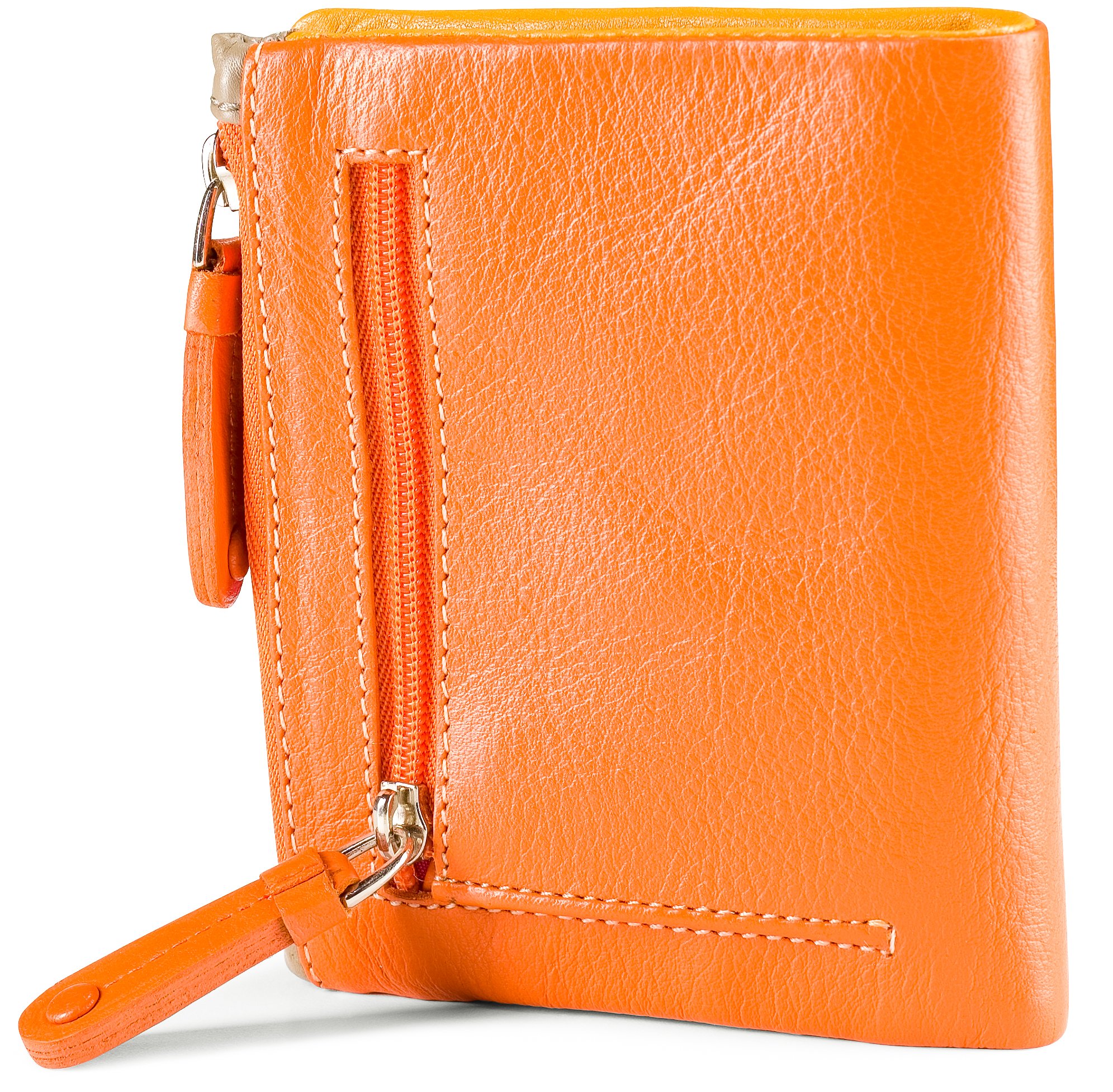 Visconti Mojito M77 Multi Colored Soft Leather Compact Wallet/Purse 3.5" x 4.3" (Orange Multi)