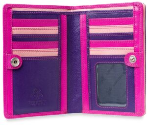 visconti penang rb109 ladies multi colored leather wallet purse 4" x 6" (berry multi)