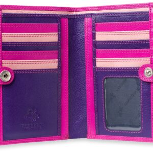 Visconti Penang RB109 Ladies Multi Colored Leather Wallet Purse 4" x 6" (Berry Multi)