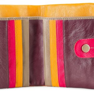 Visconti Mojito M77 Multi Colored Soft Leather Compact Wallet/Purse 3.5" x 4.3" (Orange Multi)