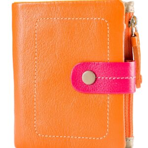 Visconti Mojito M77 Multi Colored Soft Leather Compact Wallet/Purse 3.5" x 4.3" (Orange Multi)