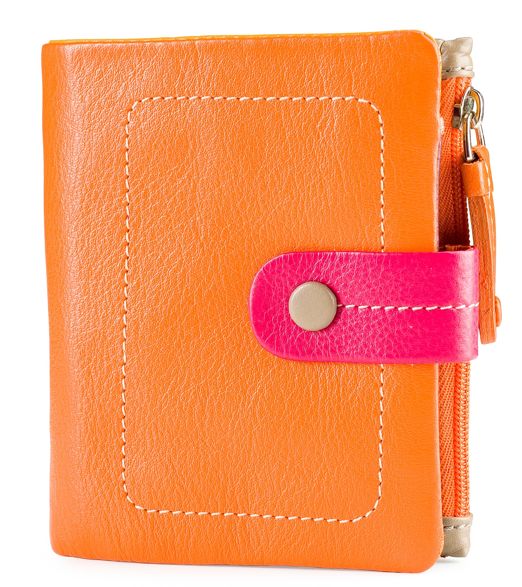 Visconti Mojito M77 Multi Colored Soft Leather Compact Wallet/Purse 3.5" x 4.3" (Orange Multi)