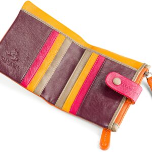 Visconti Mojito M77 Multi Colored Soft Leather Compact Wallet/Purse 3.5" x 4.3" (Orange Multi)