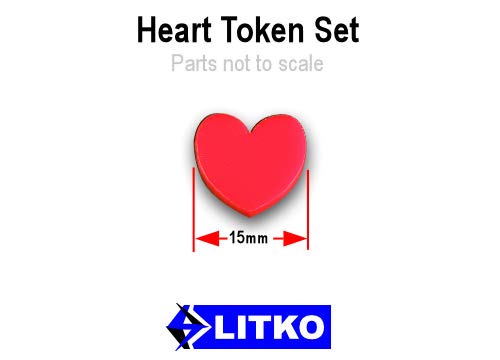 LITKO Heart Tokens | Casualty | Health | Life | Wound Marker | Red (15)