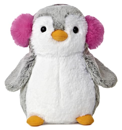 Aurora World Pompom 9' Penguin Plush with Pink Ear Muff from