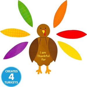 amscan Paper Turkey Craft Kit - Makes 4 Turkeys - Thanksgiving Party Activity