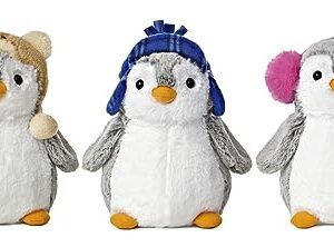 Aurora World Pompom 9' Penguin Plush with Pink Ear Muff from