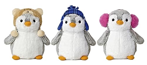 Aurora World Pompom 9' Penguin Plush with Pink Ear Muff from