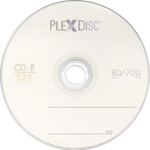 PlexDisc CD-R 700MB 80 Minute 52x Recordable - 100 Pack Cake Box (FFP) 631-805-BX, 100 Discs