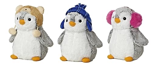 Aurora World Pompom 9' Penguin Plush with Pink Ear Muff from