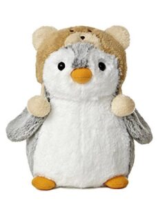 aurora pompom 9" penguin plush from world (brown hat)