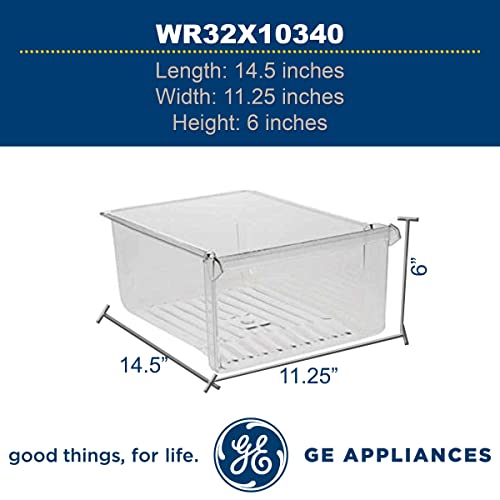 GE WR32X10340 Genuine OEM Crisper Drawer (Clear) for GE Refrigerators ‎14.50 x 11.37 x 6.50 inches