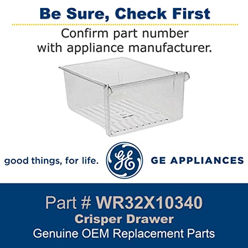 GE WR32X10340 Genuine OEM Crisper Drawer (Clear) for GE Refrigerators ‎14.50 x 11.37 x 6.50 inches