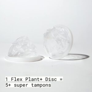 Flex Plant Plus Disc | Plant-Based Disposable Period Discs | Tampon and Cup Alternative | Capacity of 5 Super Tampons | Menstrual Disc Made with Sustainable Medical-Grade Plant Polymers | 12 Count