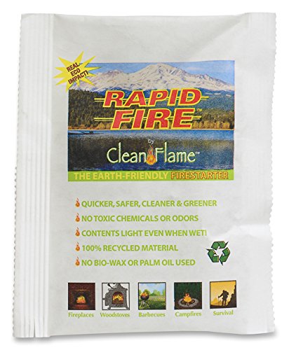 Clean Flame Earth-Friendly Rapid Fire Firestarter (10-Pack). Non-Toxic, Lights When Wet-for Fireplaces, Camping, and More