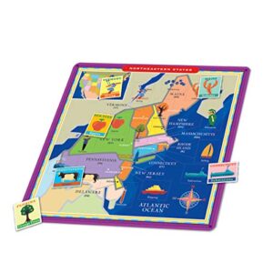 eeBoo: United States Geography Bingo Game, for 2 to 6 Players, Includes 6 Game Cards, 84 Playing Cards, & Drawstring Bag, for Ages 5 and up