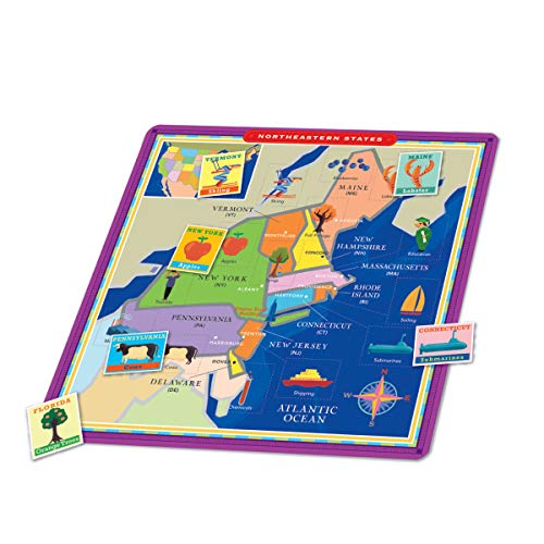 eeBoo: United States Geography Bingo Game, for 2 to 6 Players, Includes 6 Game Cards, 84 Playing Cards, & Drawstring Bag, for Ages 5 and up