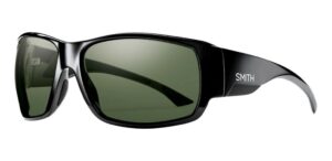 smith optics dockside lifestyle polarized sunglasses, black/chromapop gray green