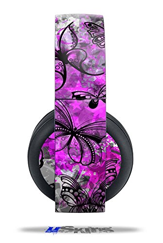 Vinyl Decal Skin Wrap compatible with Original Sony PlayStation 4 Gold Wireless Headphones Butterfly Graffiti (PS4 HEADPHONES NOT INCLUDED)