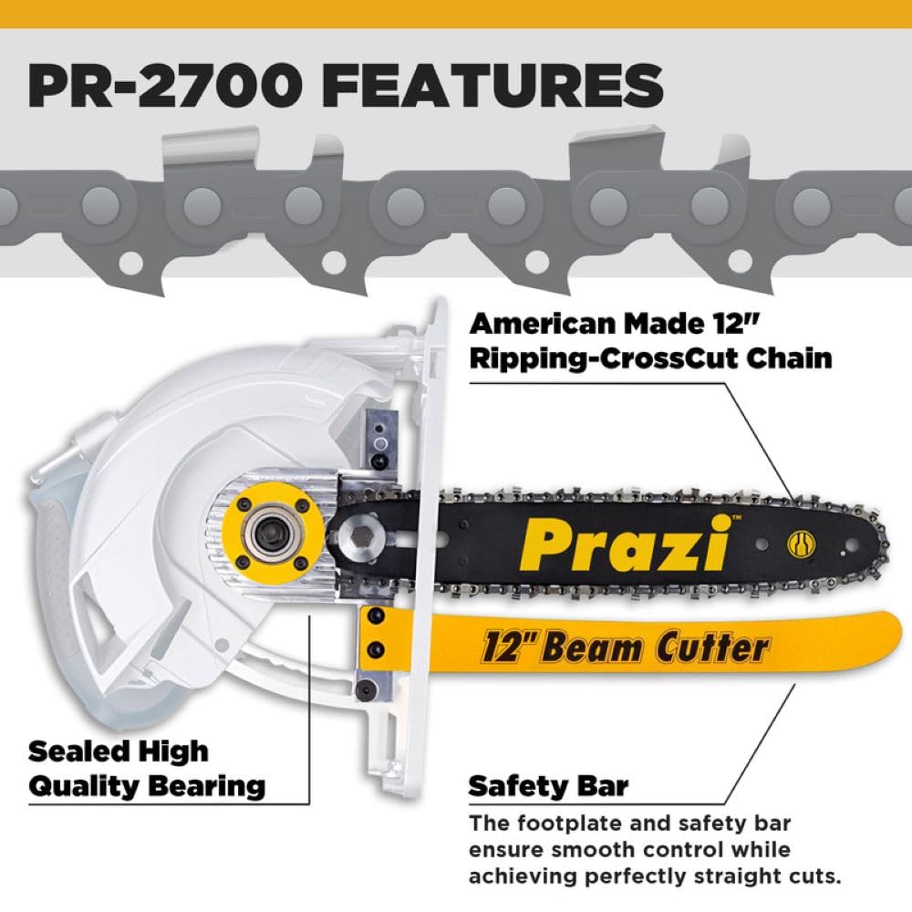 Prazi 12" Beam Cutter Attachment for Circular Saws – For 7-1/4" Circular Saws, Non-Worm Drive – American Owned Company – Increase Cut Depth from 2-1/2” to 12”