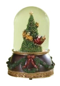 santa rotating around christmas tree musical snowglobe glitterdome 120mm 7.75 inch