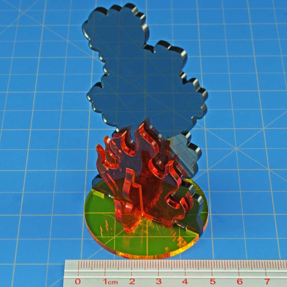 LITKO Flaming Wreckage Marker | Burning Wreckage | Miniature Wargame Fire Marker | Compatible with DND, Pathfinder, TTRPG, Flame of War, Bolt Action (Extra Large)