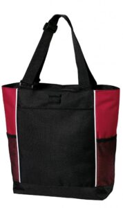 port authority improved panel tote., black/red