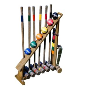 franklin sports outdoor croquet set - 6 player croquet set with stakes, mallets, wickets, and balls - backyard/lawn croquet set - vintage