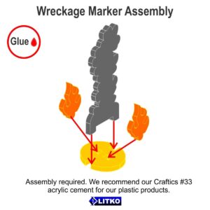 LITKO Flaming Wreckage Marker | Burning Wreckage | Miniature Wargame Fire Marker | Compatible with DND, Pathfinder, TTRPG, Flame of War, Bolt Action, and Other Miniature Games (Medium)