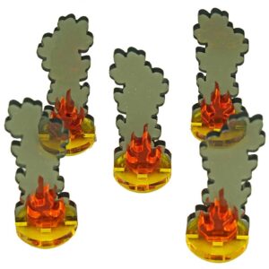 litko flaming wreckage marker | burning wreckage | miniature wargame fire marker | compatible with dnd, pathfinder, ttrpg, flame of war, bolt action, and other miniature games (medium)