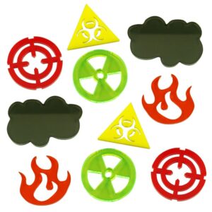 litko area effect token set | target | fire | smoke | biohazard | nuclear hazard | 10 pack