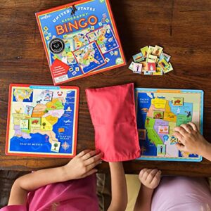 eeBoo: United States Geography Bingo Game, for 2 to 6 Players, Includes 6 Game Cards, 84 Playing Cards, & Drawstring Bag, for Ages 5 and up