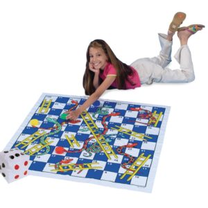 S&S Worldwide Jumbo Snakes & Ladders Game with 40" x 40" Vinyl Game Board Oversized Game Tokens and Inflatable Dice.